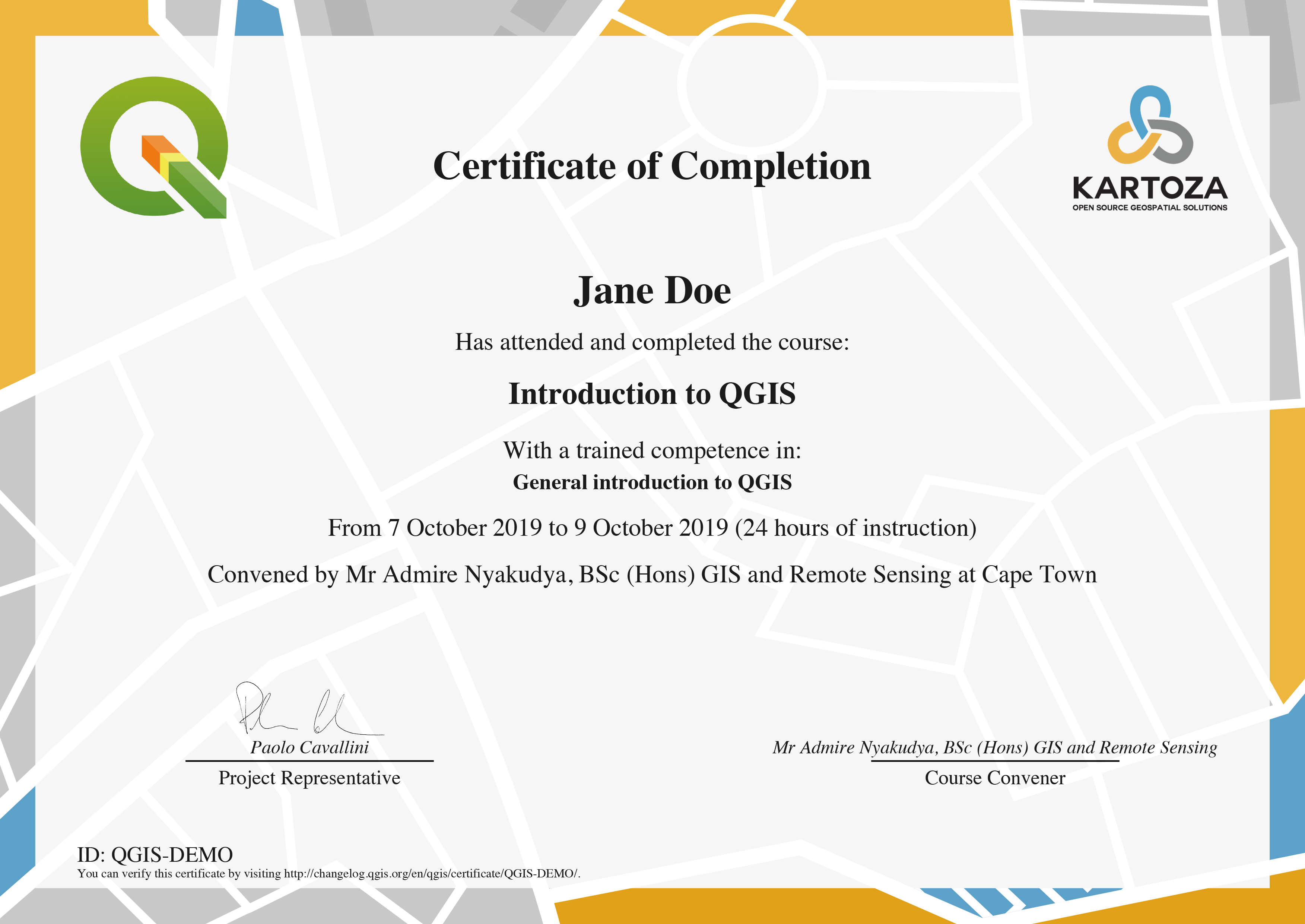 QGIS certificate | Kartoza